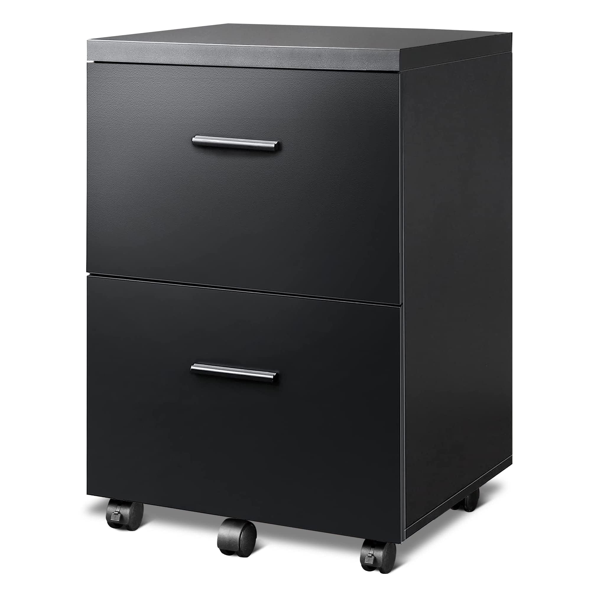 2 Drawer Wood Mobile Lateral File Cabinet with Storage | DEVAISE – Devaise
