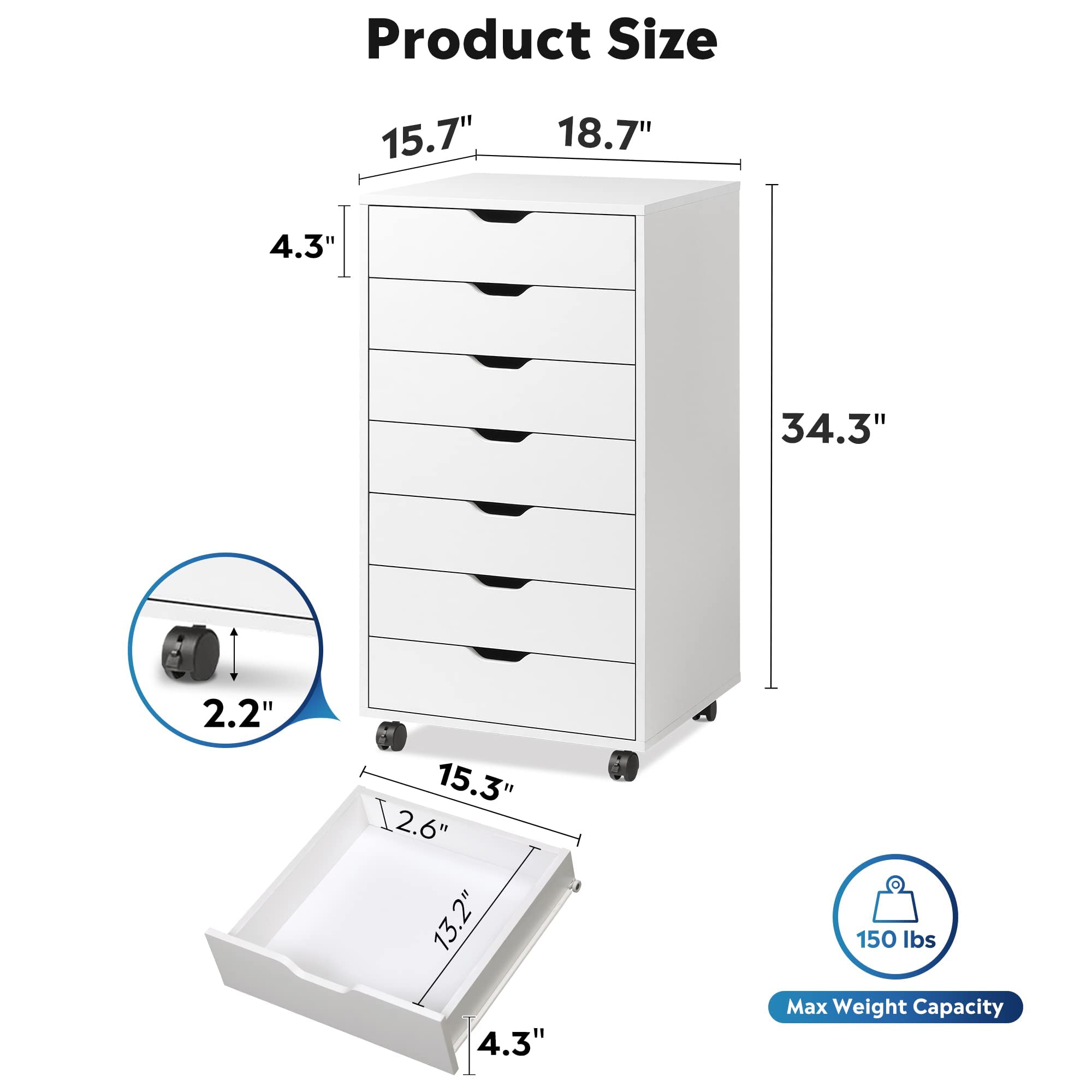 Drawer Unit with 7 Drawers on Casters | DEVAISE – Devaise