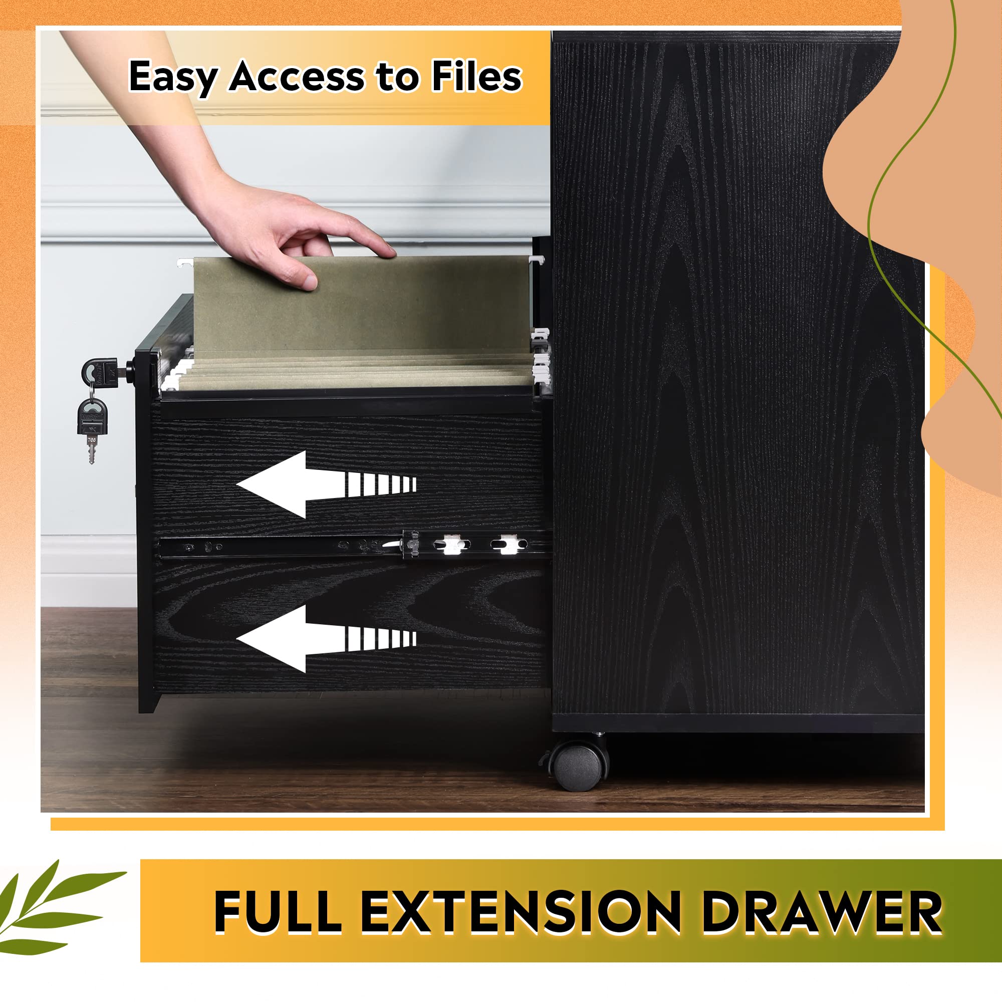 Office File Cabinet with Charging Station and Lock | DEVAISE – Devaise