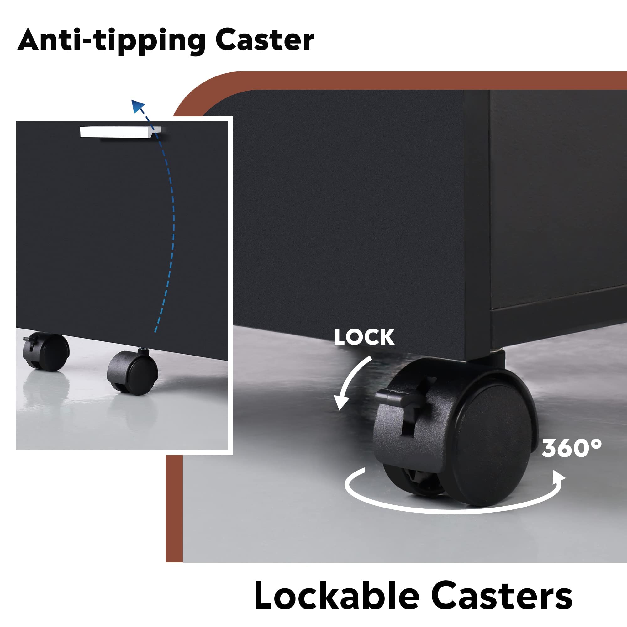 16.2"W Wood 3 Drawer Mobile File Cabinet | DEVAISE – Devaise