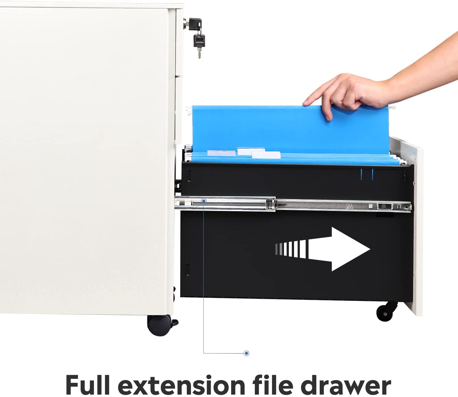 Metal 3 Drawer Mobile File Cabinet with Lock - Office Furniture ...