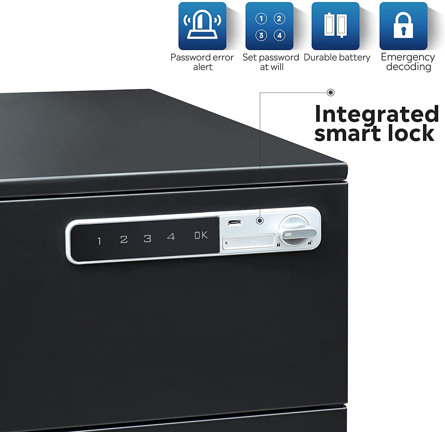 Metal 3 Drawer Mobile File Cabinet with Smart Lock – Devaise