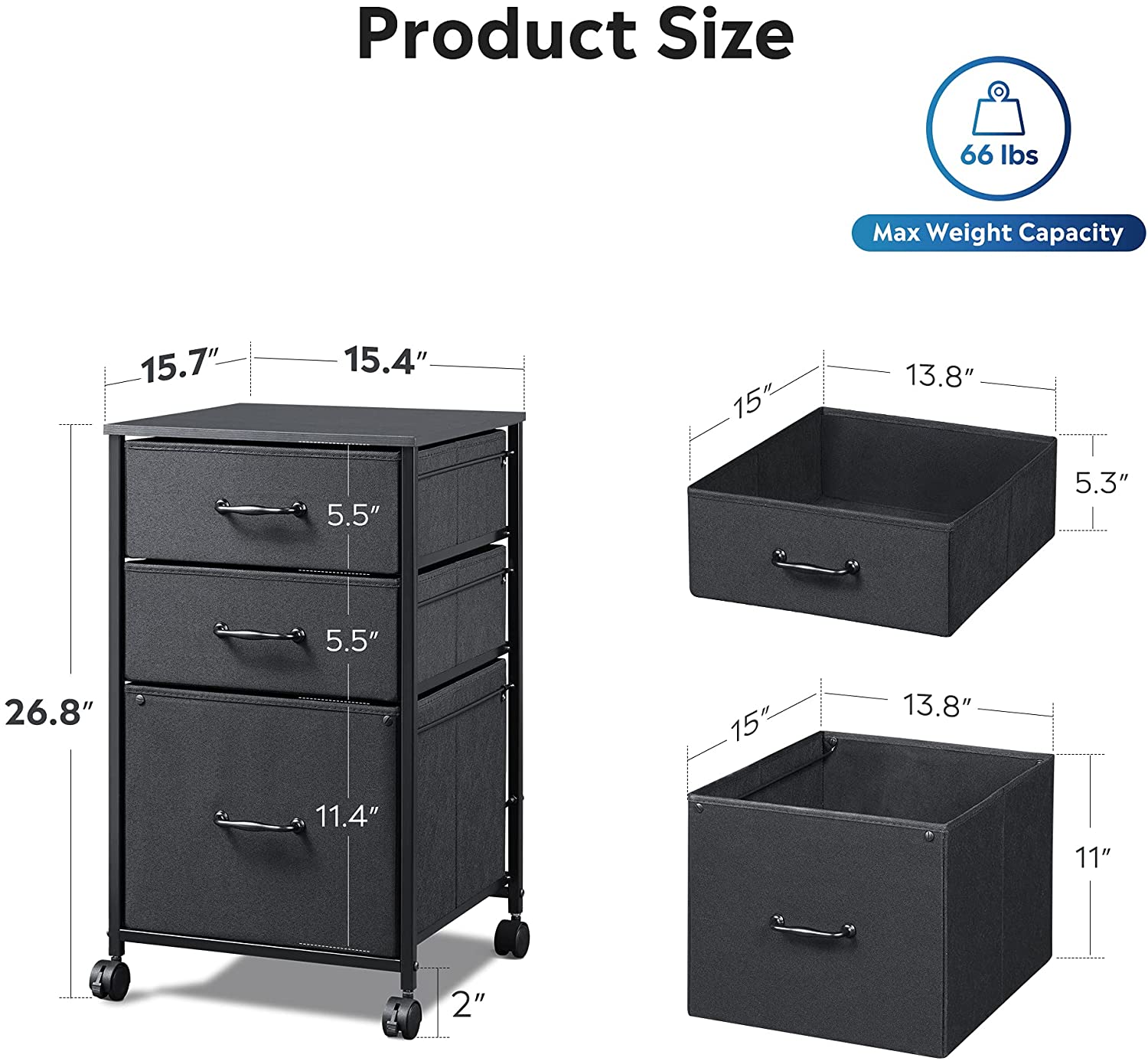 3 Drawer Mobile File Cabinet/Printer Stand – Devaise