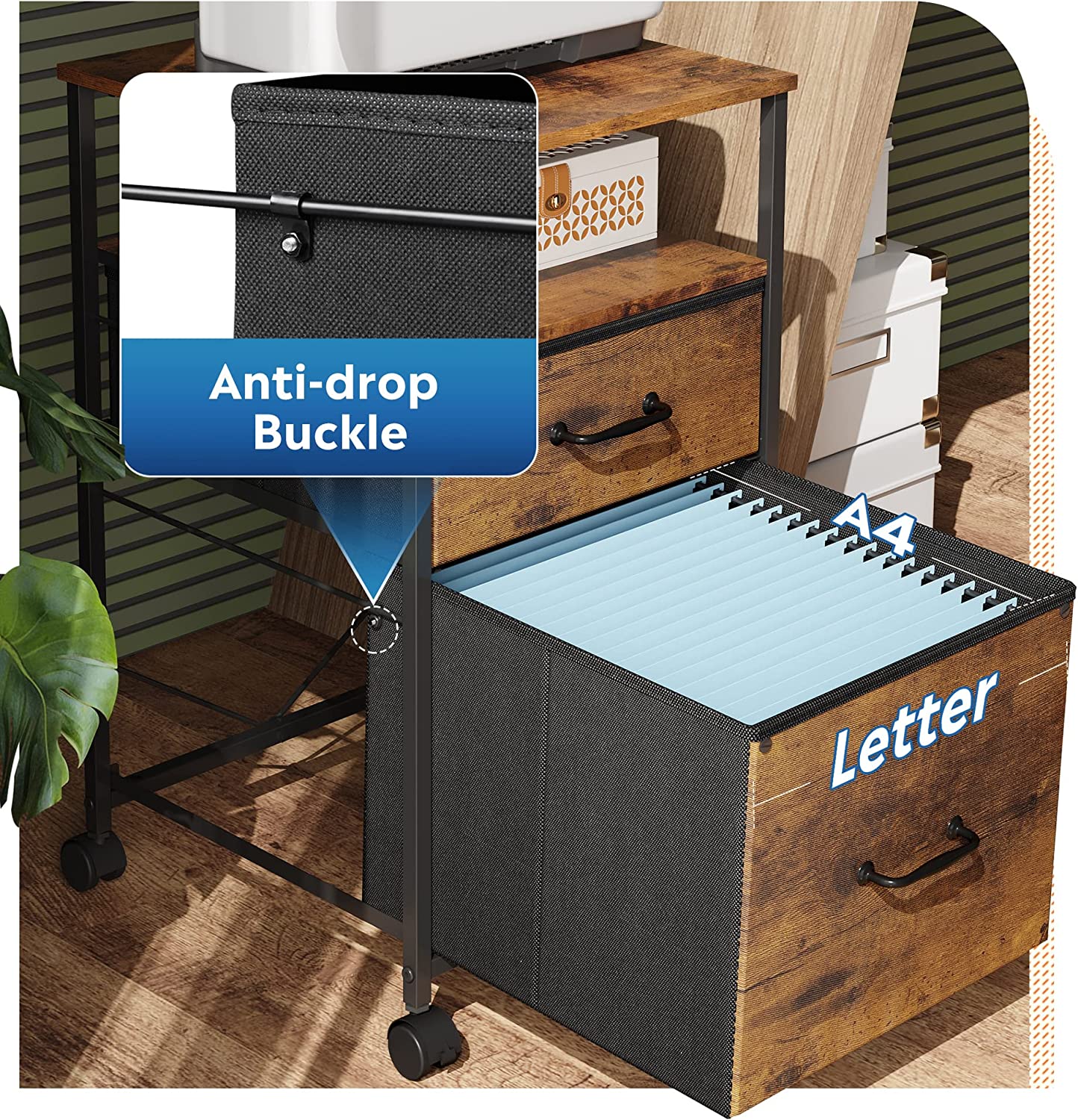 Fabric File Cabinet with Open Storage Shelf – Devaise